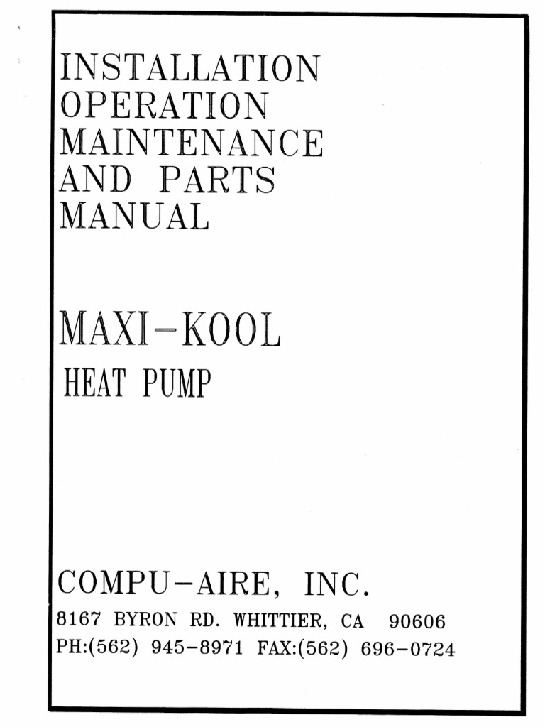 maxi_kool_heat_pump_manual | PDF