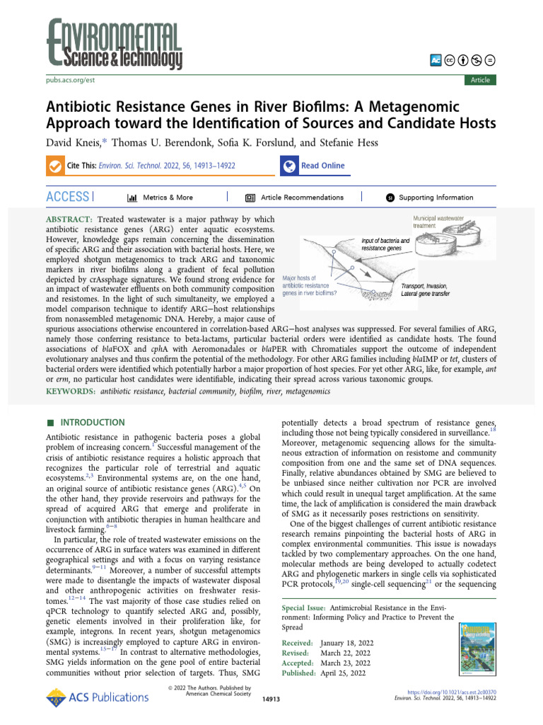 Antibiotic Resistance Genes in River Biofilms A Metagenomic Approach | PDF | Dna Sequencing ...