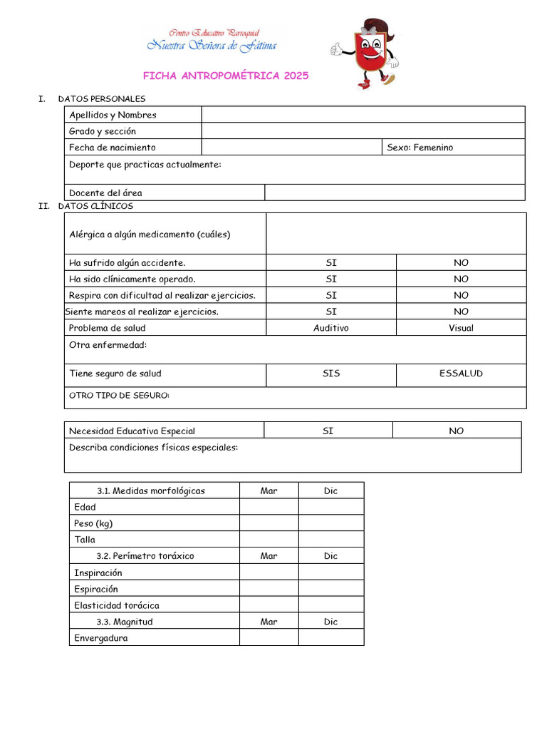 Ficha Antropometrica (1) | PDF