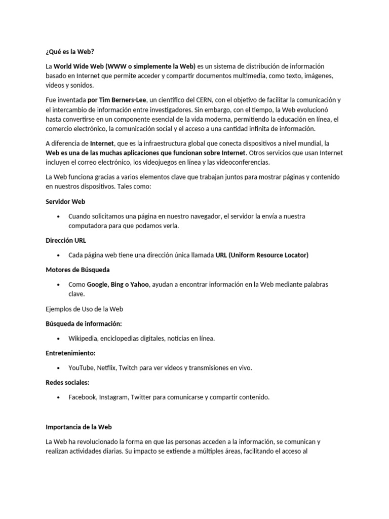 ¿Qué es la Web? Definición y Función | PDF | Red mundial | Internet y web