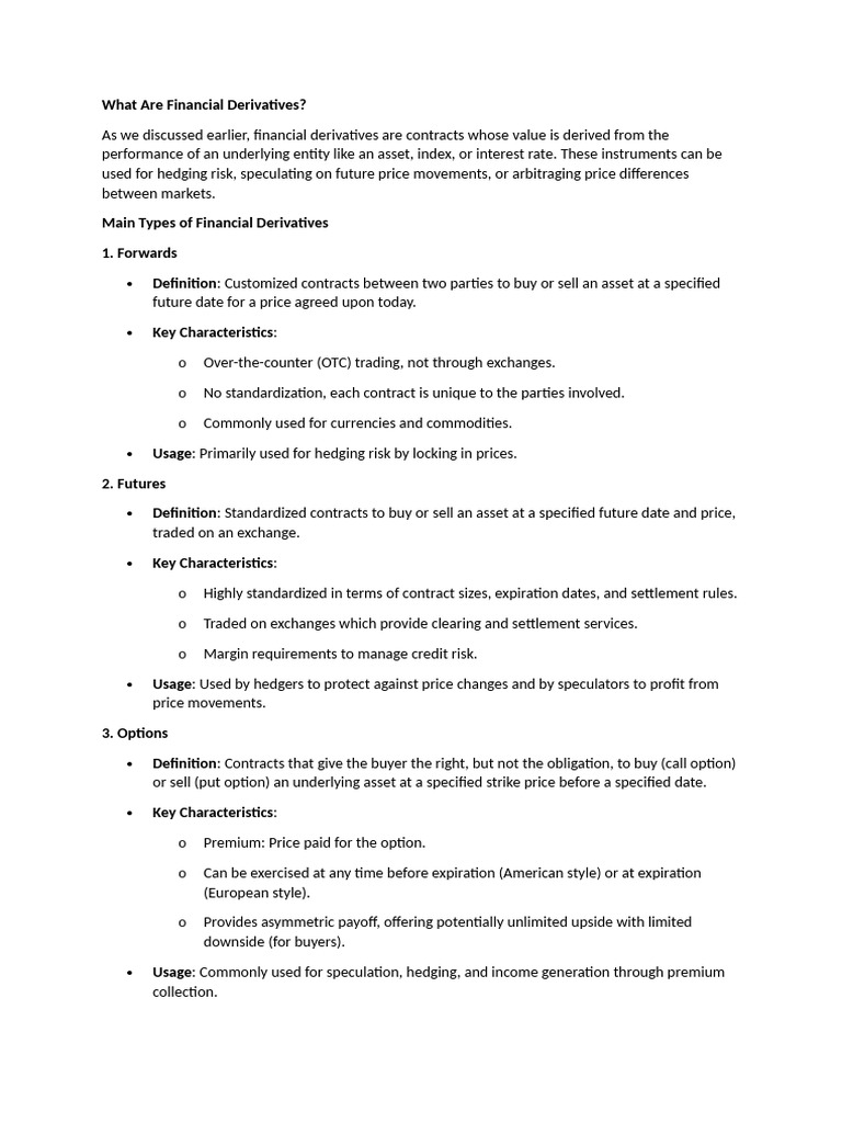 What Are Financial Derivatives | PDF | Derivative (Finance) | Option ...