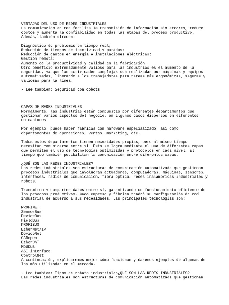 Ventajas Del Uso de Redes Industria | PDF | Red de computadoras | Ciencias de la Computación