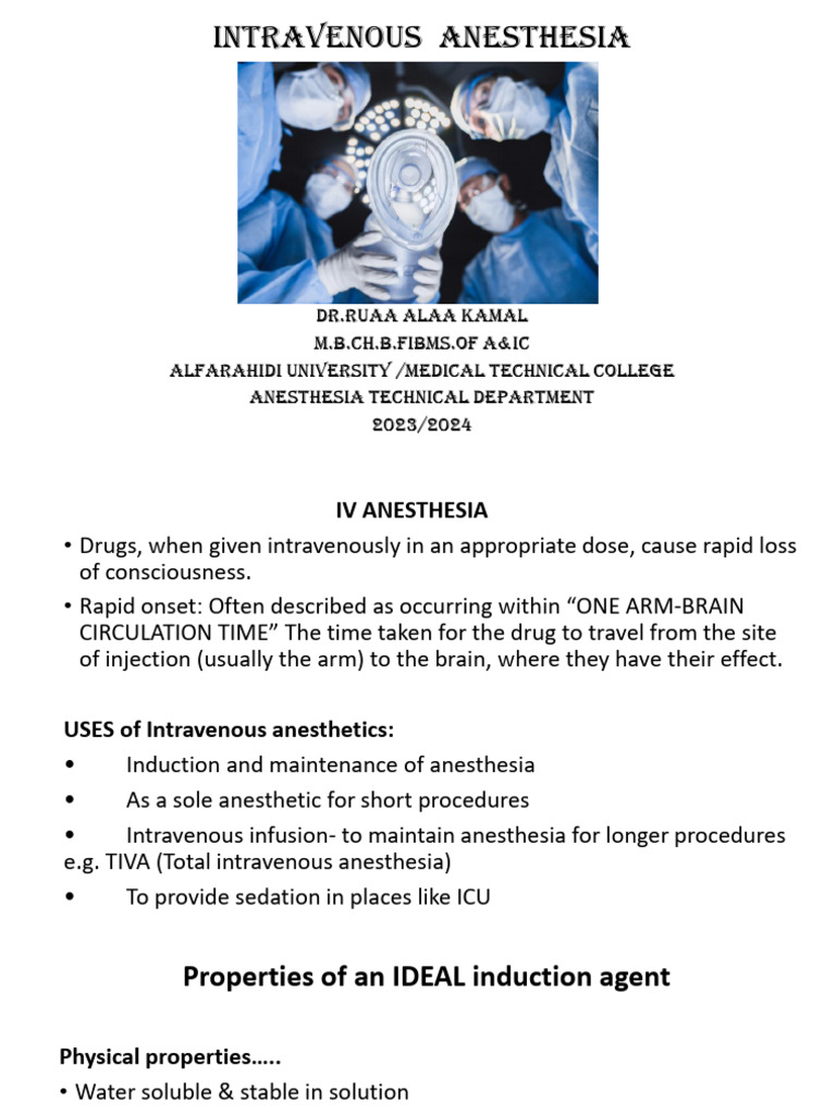 Lec 2 IV Anesthesia المرحلة الثالثة | PDF | Midazolam | Anesthesia