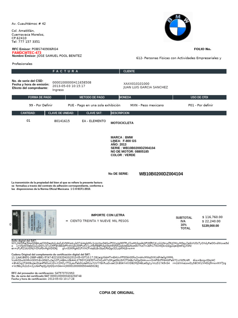 BMW Factura | PDF