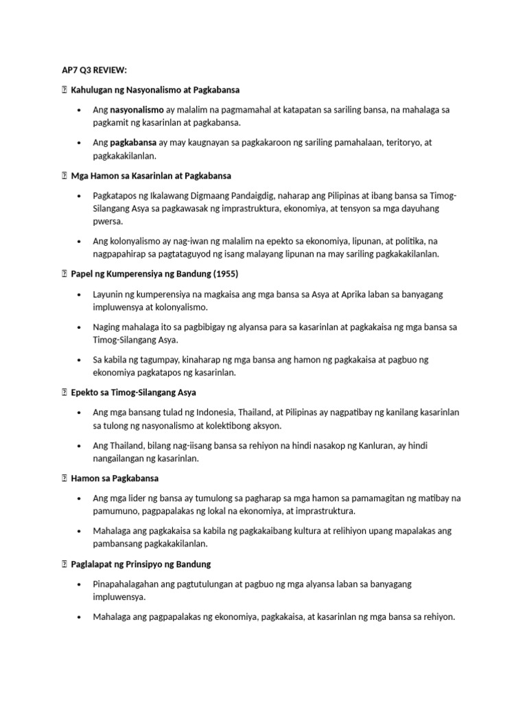 Ap7 Q3 Review | PDF