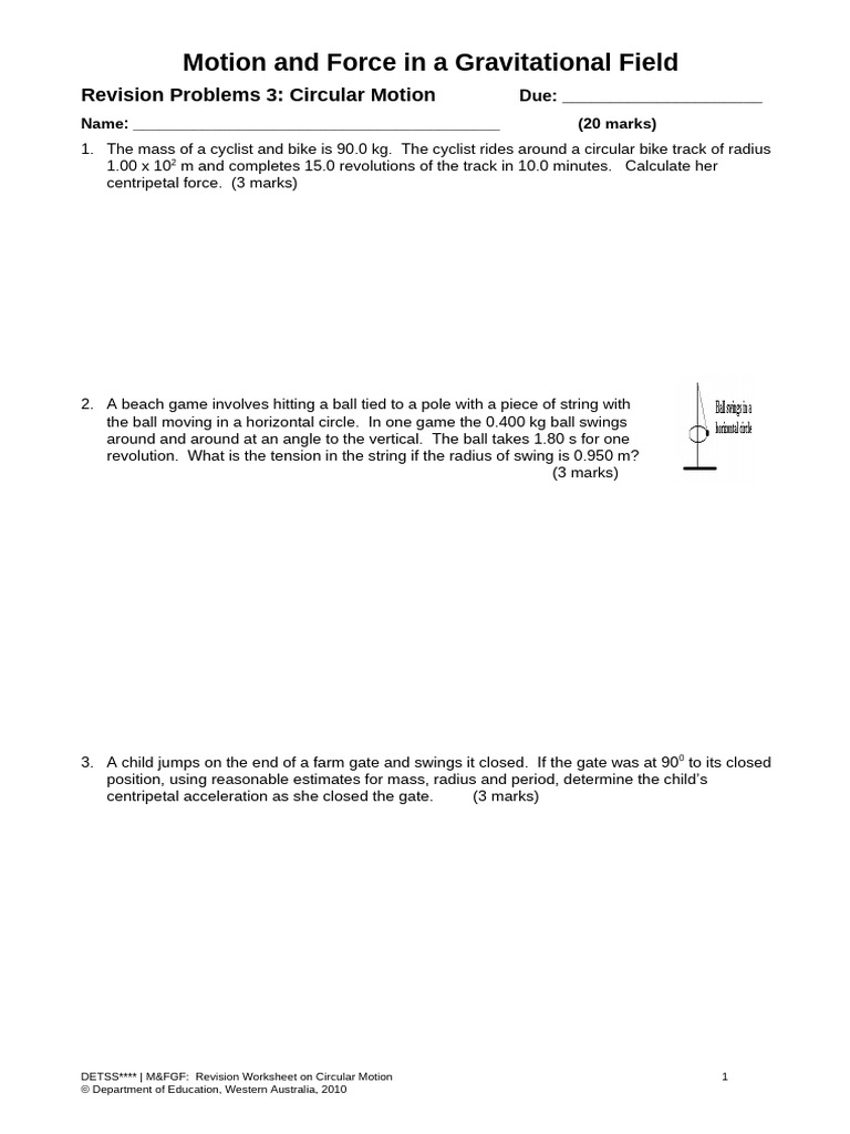 3A Revision Problems 3 Circular Motion 2010 | PDF