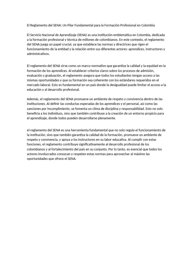 Actividad 1 Reglamento SENA | PDF