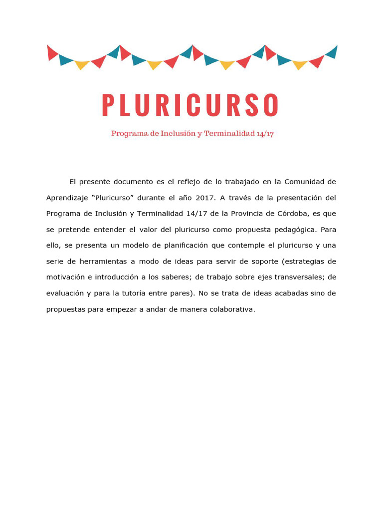 PLURICURSO - INCLUSIÓN Y TERMINALIDAD 1417 | PDF | Evaluación | Enseñando