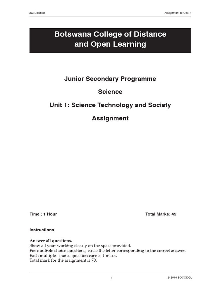 JC Science Assignment Unit 1 | PDF | Density | Experiment