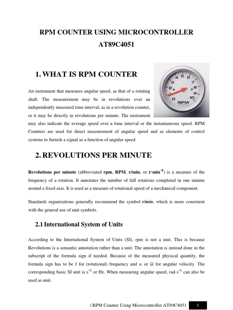 RPM Counter Using Micro Controller | PDF | Speed | Hertz