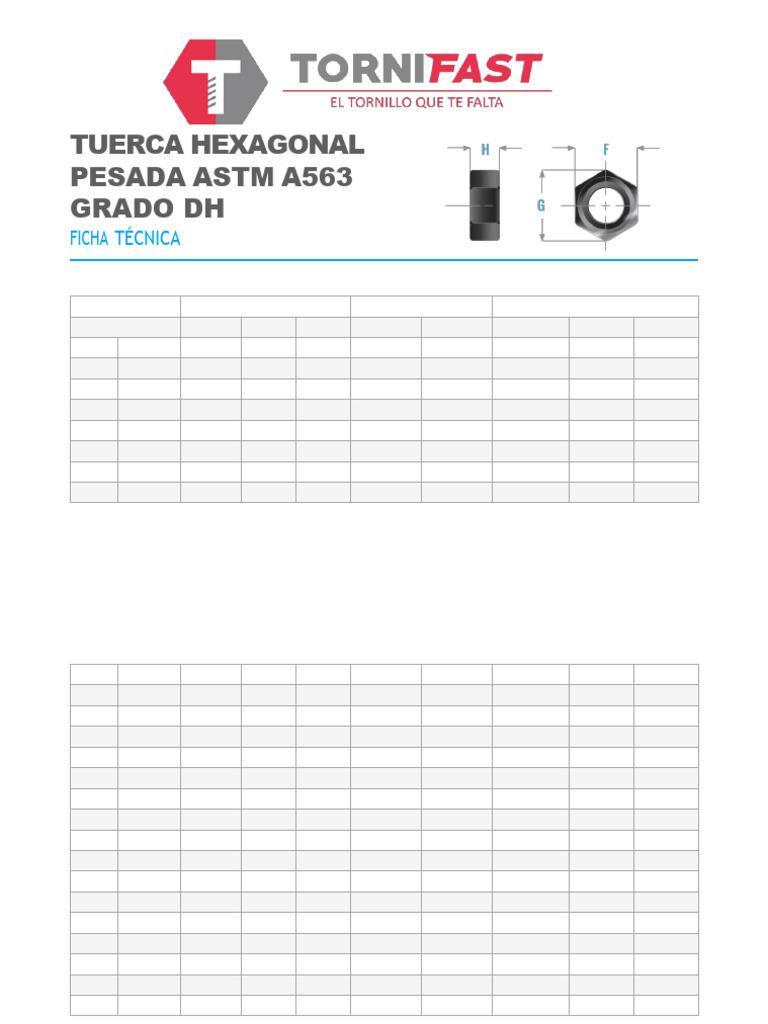 Ficha Tecnica Tuerca DH P | PDF | Metalurgia