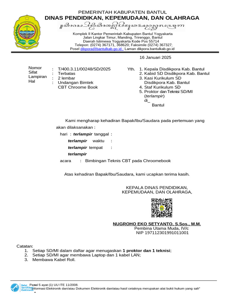 Undangan Bimtek CBT Pada Chromebook 2025 | PDF
