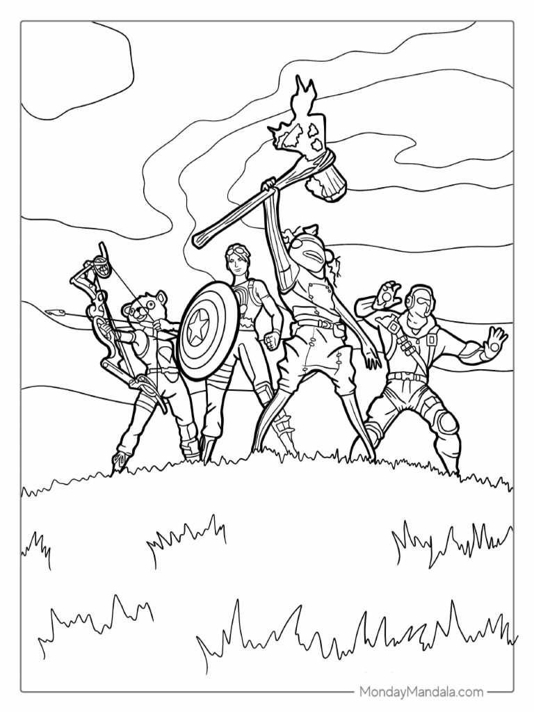 Fortnite Fishstick and Cuddle Team Leader Coloring Page | PDF