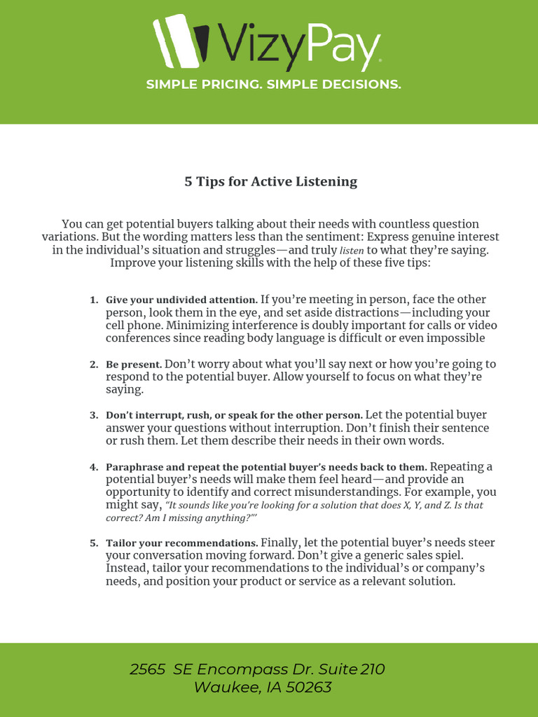 5 Tips For Active Listening | PDF
