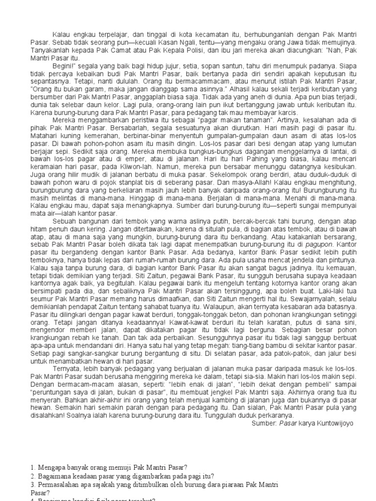 "Pak Mantri Pasar dan Burung Dara" | PDF