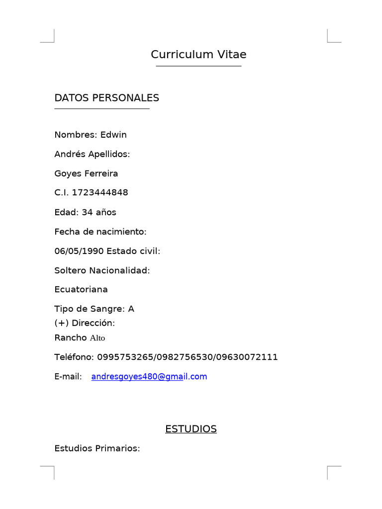 CV de Edwin Goyes Ferreira | PDF