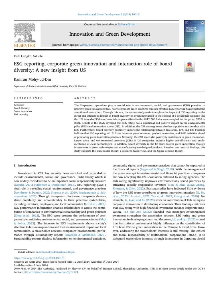 ESG Reporting and Board Diversity Impact | PDF | Corporate Social ...