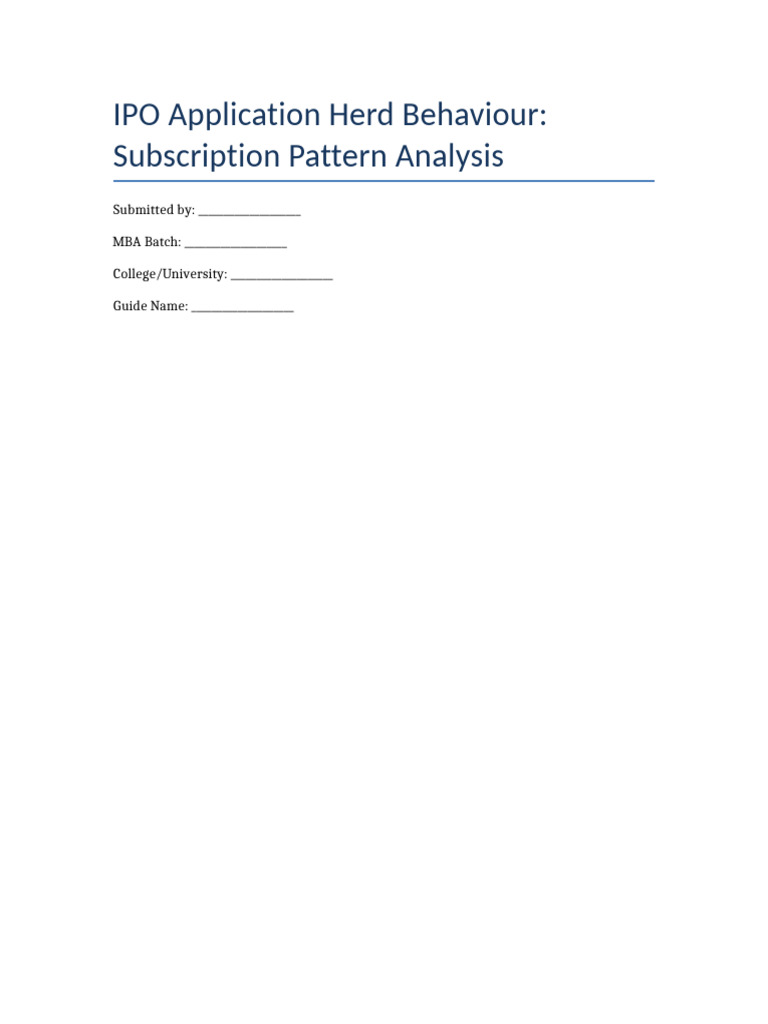 IPO Herd Behavior: Subscription Trends | PDF | Initial Public Offering ...