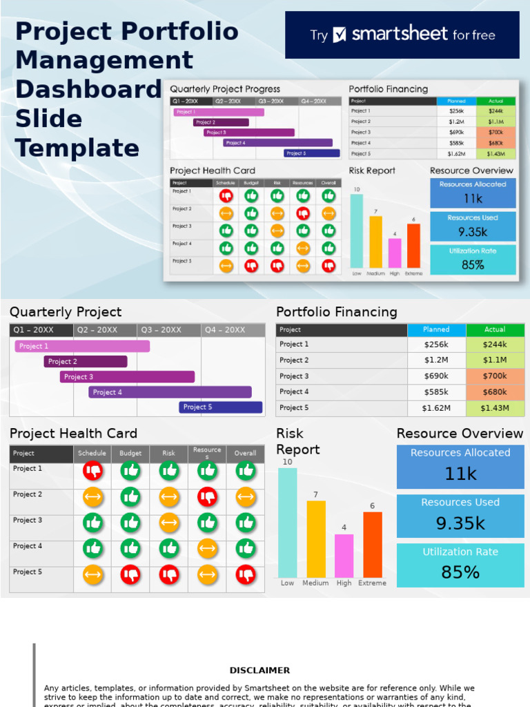 IC Project Portfolio Management Dashboard Slide Template 12221 ...