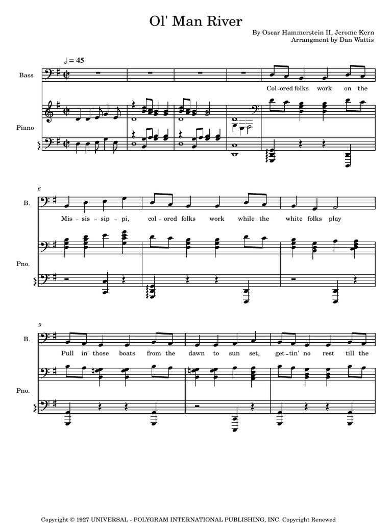 Ol Man River Jerome Kern-1 | PDF | Musical Theatre
