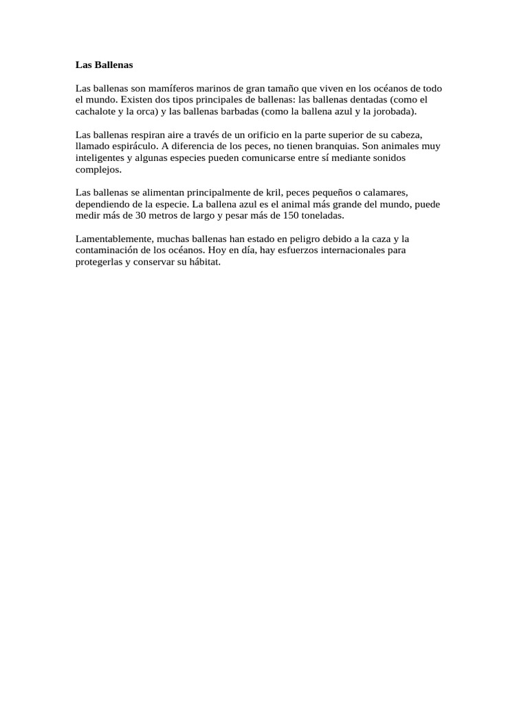 Información esencial sobre las ballenas | PDF