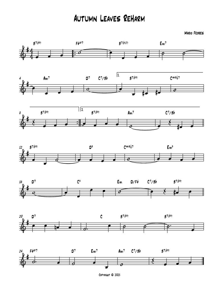 Autumn Leaves ReHarm | PDF | Elementos de la música | Teoría musical