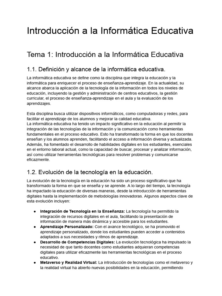 Introducción A La Informática Educativa | PDF | Inteligencia artificial ...