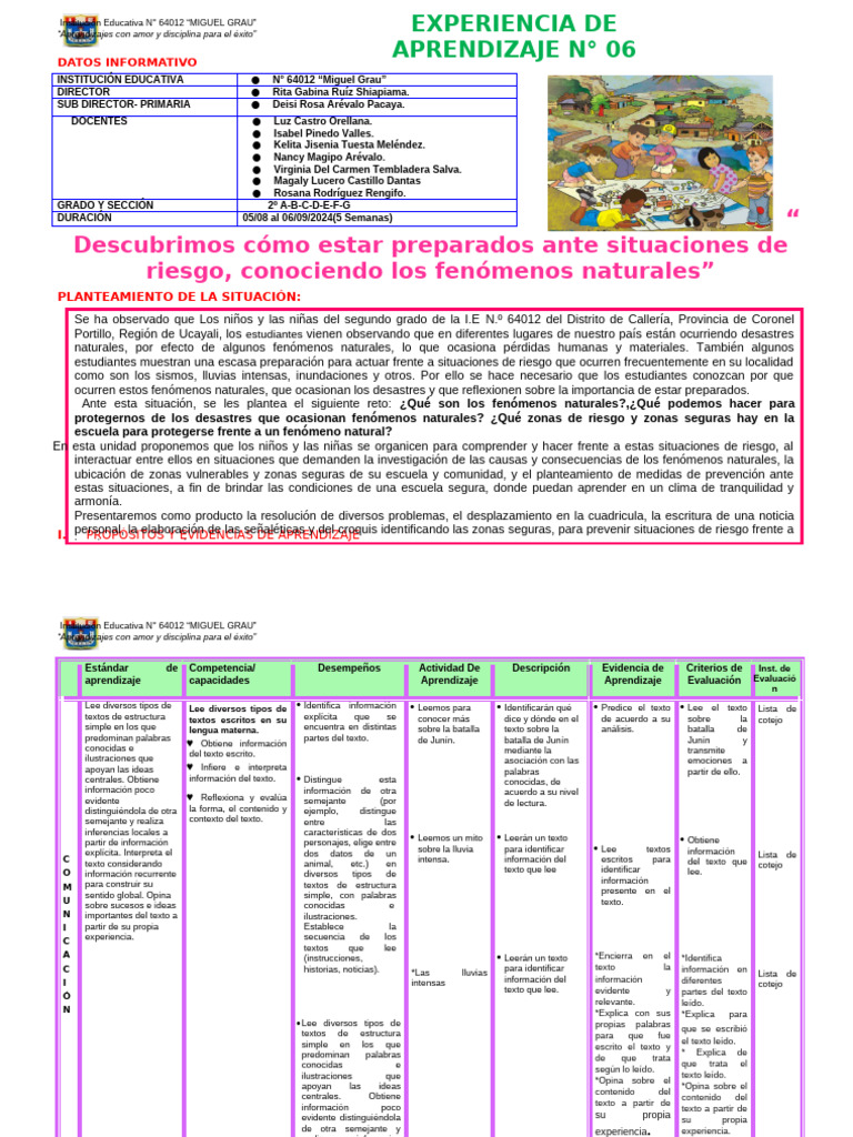 Experiencia de Aprendizaje #06-Rosana | PDF | Aprendizaje | Sustracción