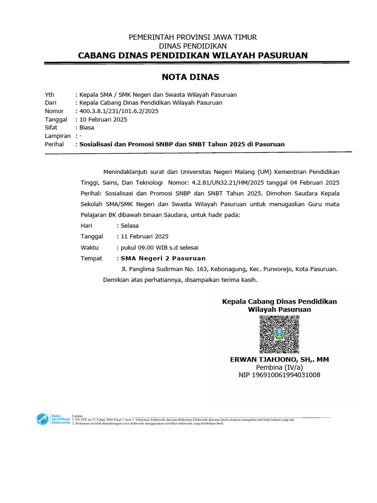 2025-02.10, Nota Dinas Undangan Sosialisasi Dan Promosi SNBP Dan SNBT ...