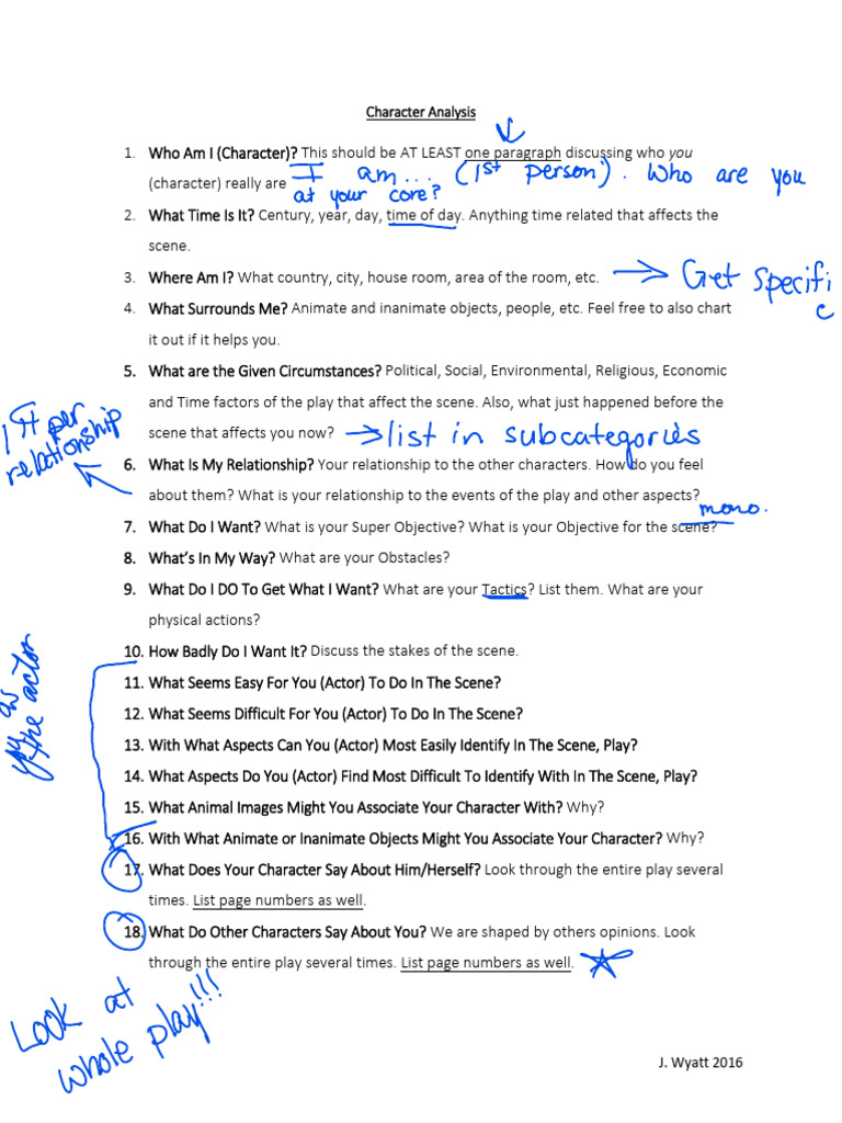 Character Analysis With Notes | PDF