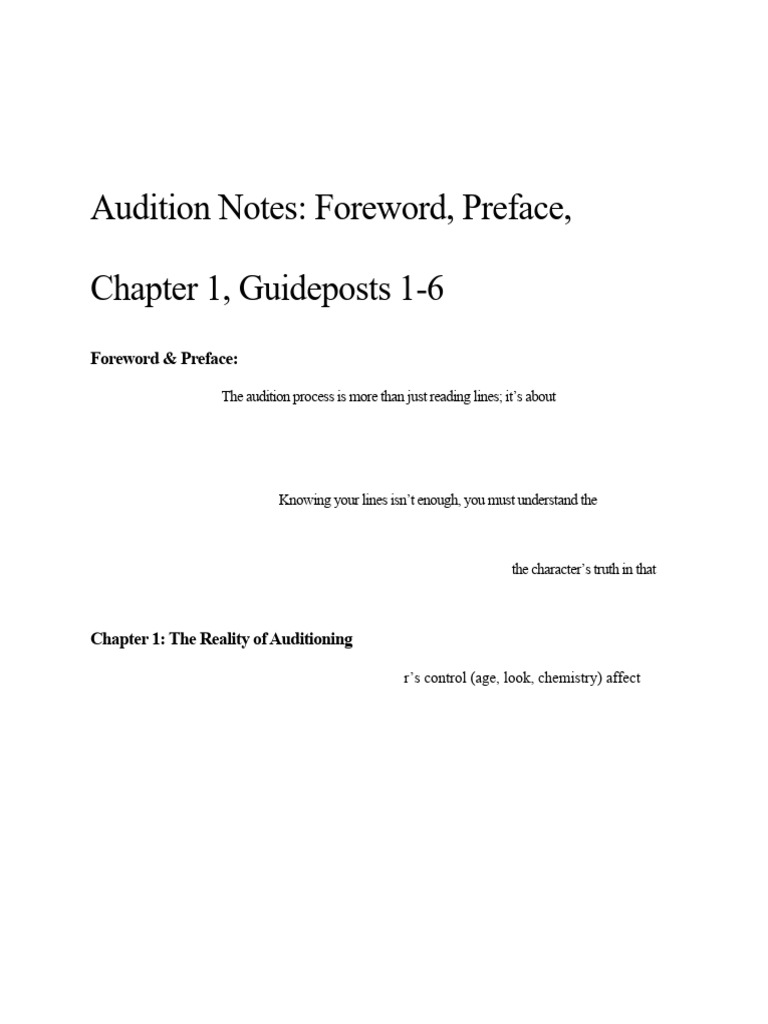 Chavarria Audition Foreword Preface CH 1 Guideposts 1 6 | PDF