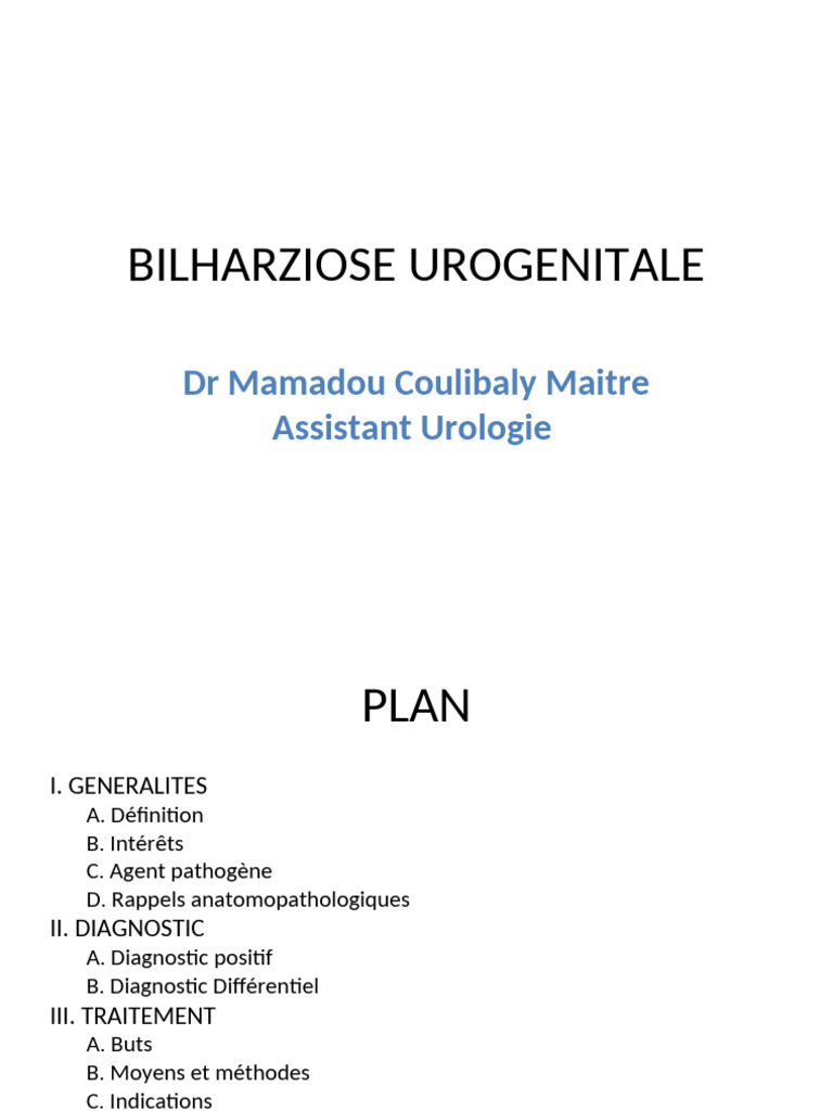 Bilharziose urogénitale : diagnostic et traitement | PDF | Infection urinaire | Urologie