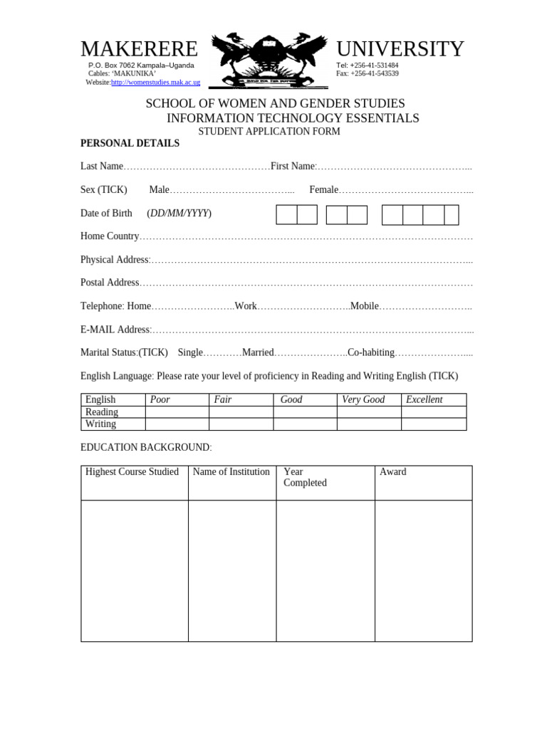 IT Essentials Student Application Form | PDF | Software | Application ...