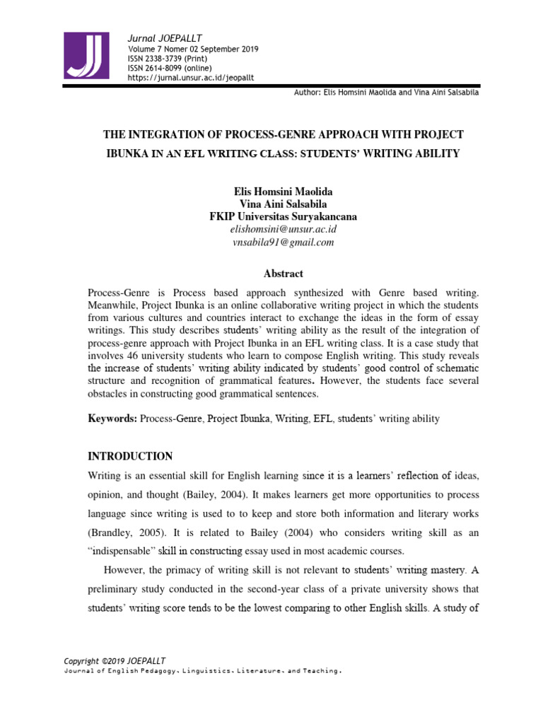 The Integration of Process Genre Approach With Project 116408sni0 | PDF ...