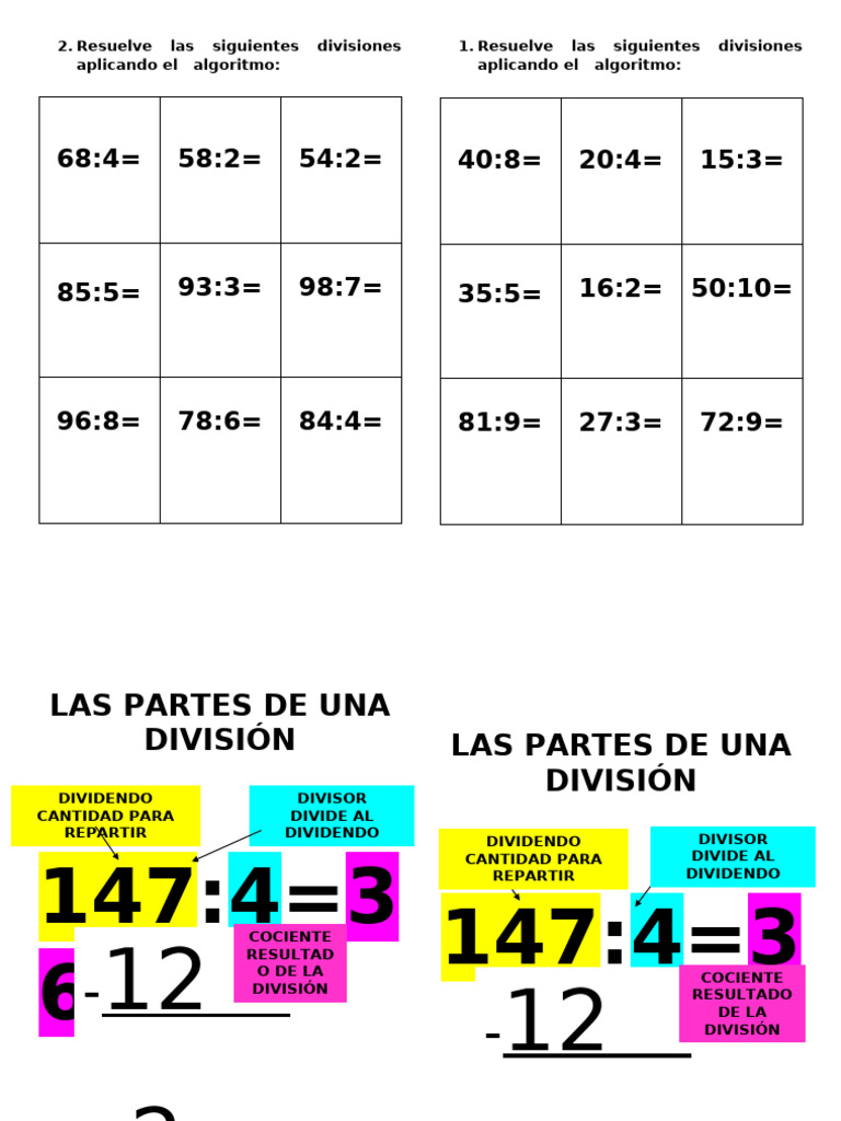 Ejercicios de División para Sexto | PDF