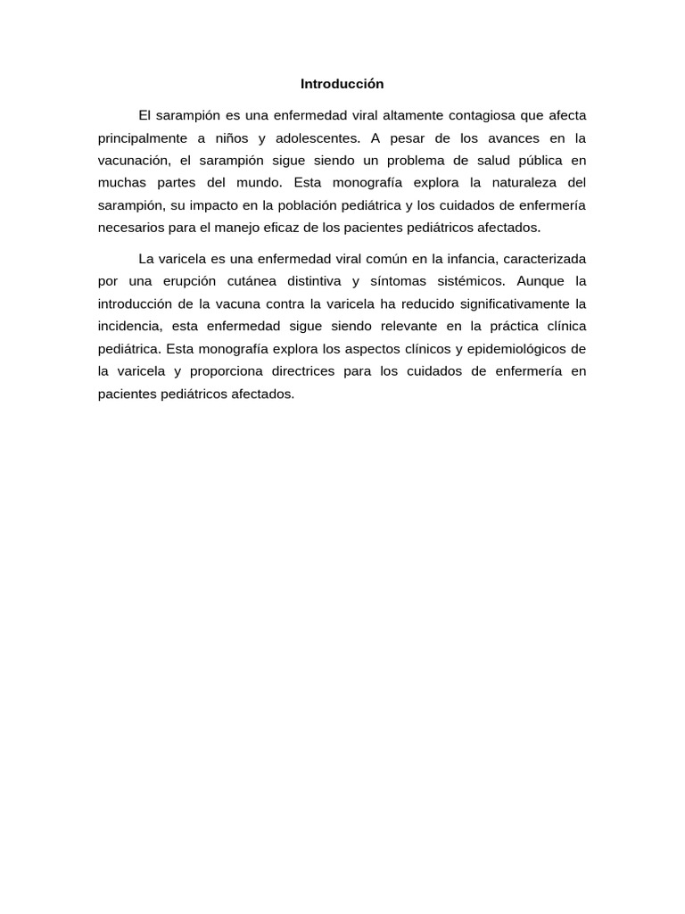 Cuidados de Enfermería en Sarampión y Varicela | PDF | Sarampión ...
