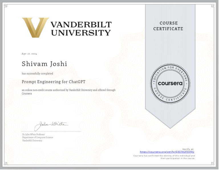Vanderbilt 5G Course Completion Certificate | PDF
