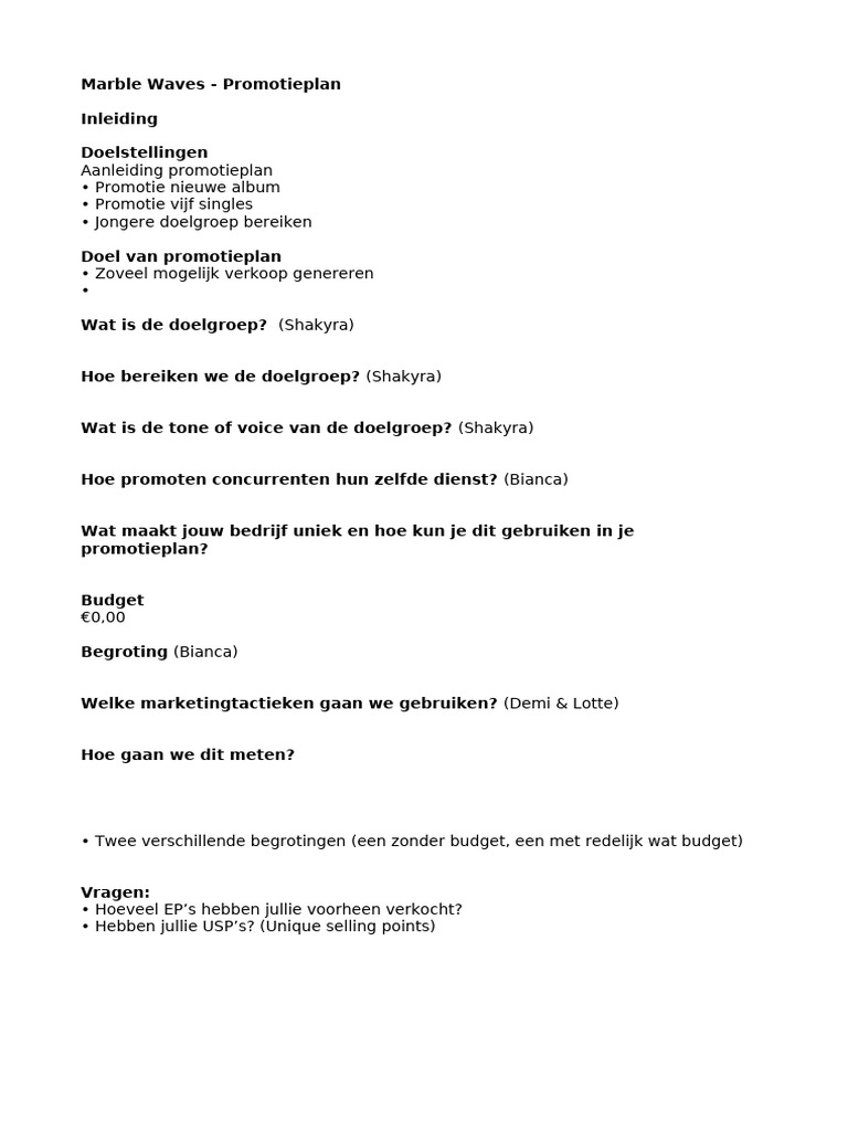 Promo Tie Plan | PDF