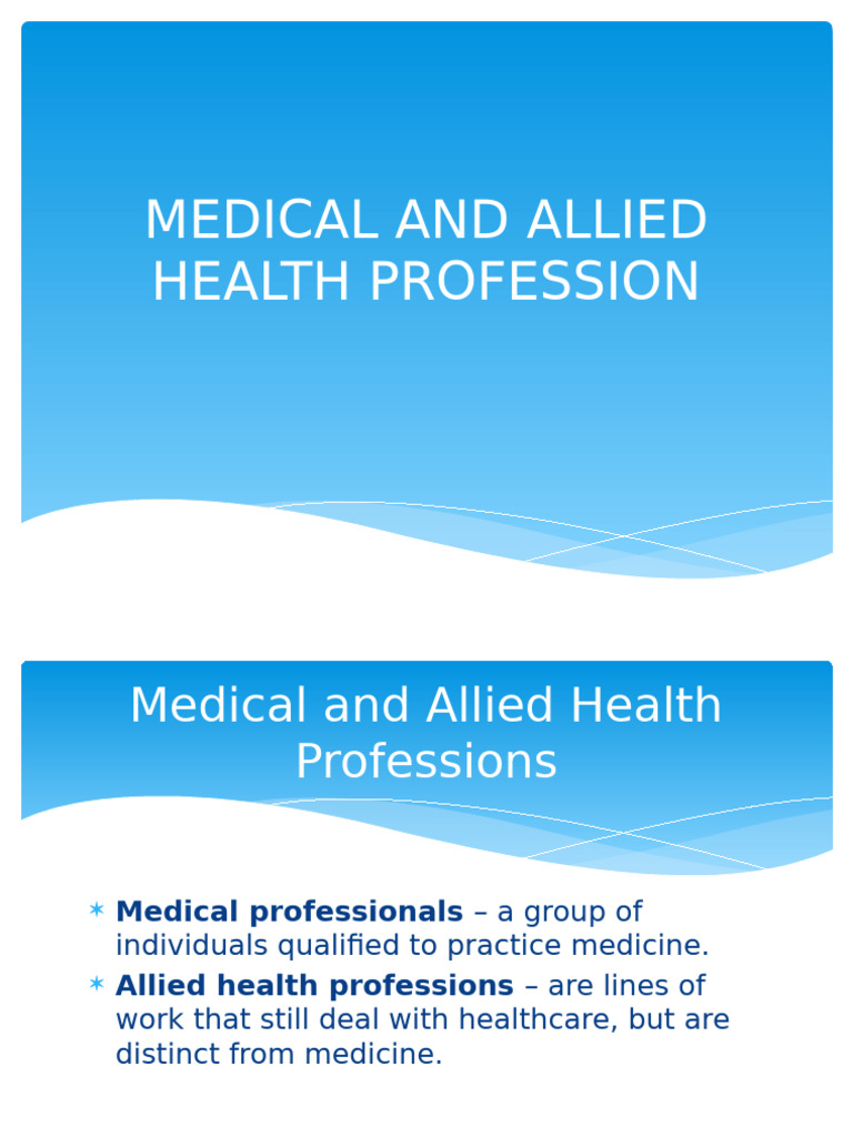 Medical and Allied Health Profession | PDF | Health Professional | Medicine