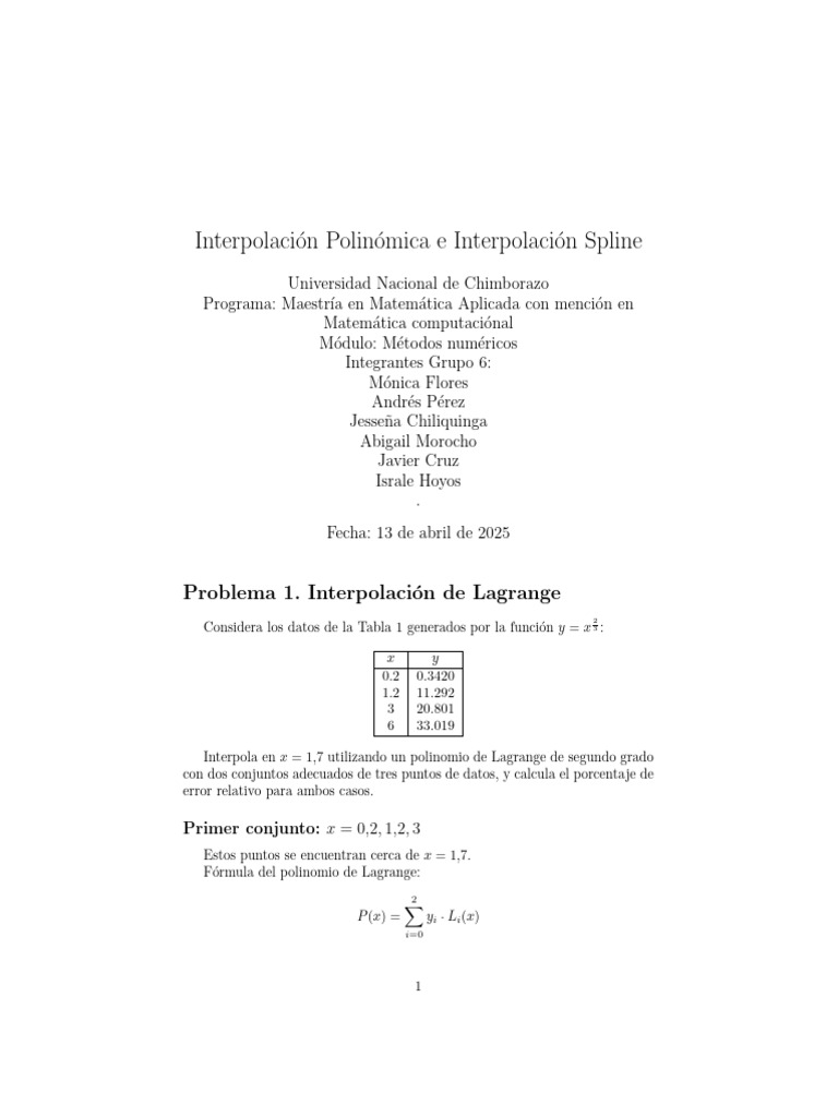 Interpolación Spline y Polinómica | PDF | Spline (Matemáticas) | Algoritmos