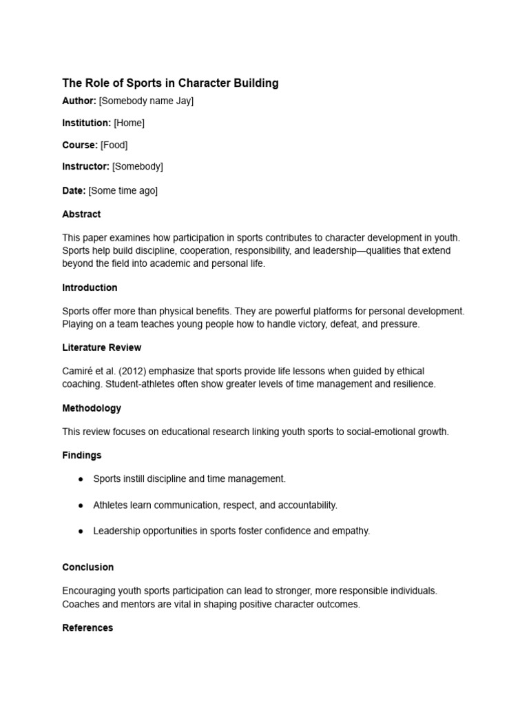 Sports and Youth Character Development | PDF