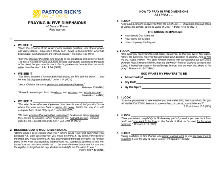 Praying in Five Dimensions | PDF | Jesus | Systematic Theology