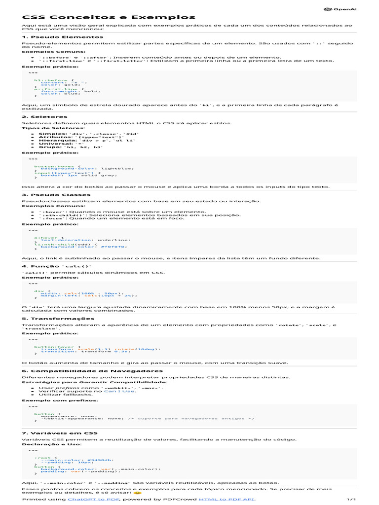 CSS Conceitos e Exemplos | PDF | Informática | Desenvolvimento Web