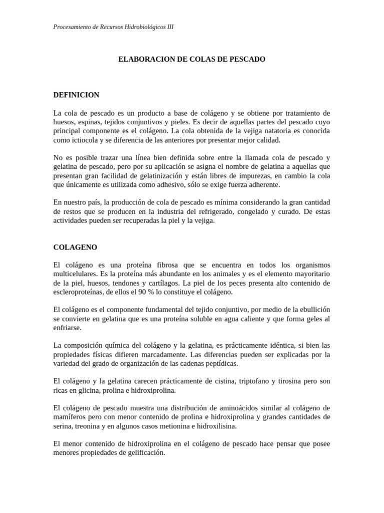 Colas de Pescado | PDF | Colágeno | Gelatina