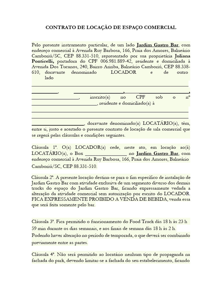 Contrato de Locação Comercial Balneário | PDF | Aluguel | Direito Comum