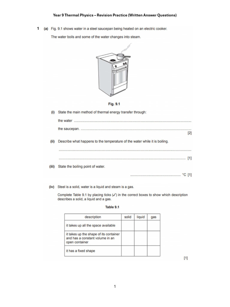 thermal physics questions | PDF