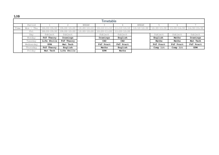 Level 3 Timetable | PDF