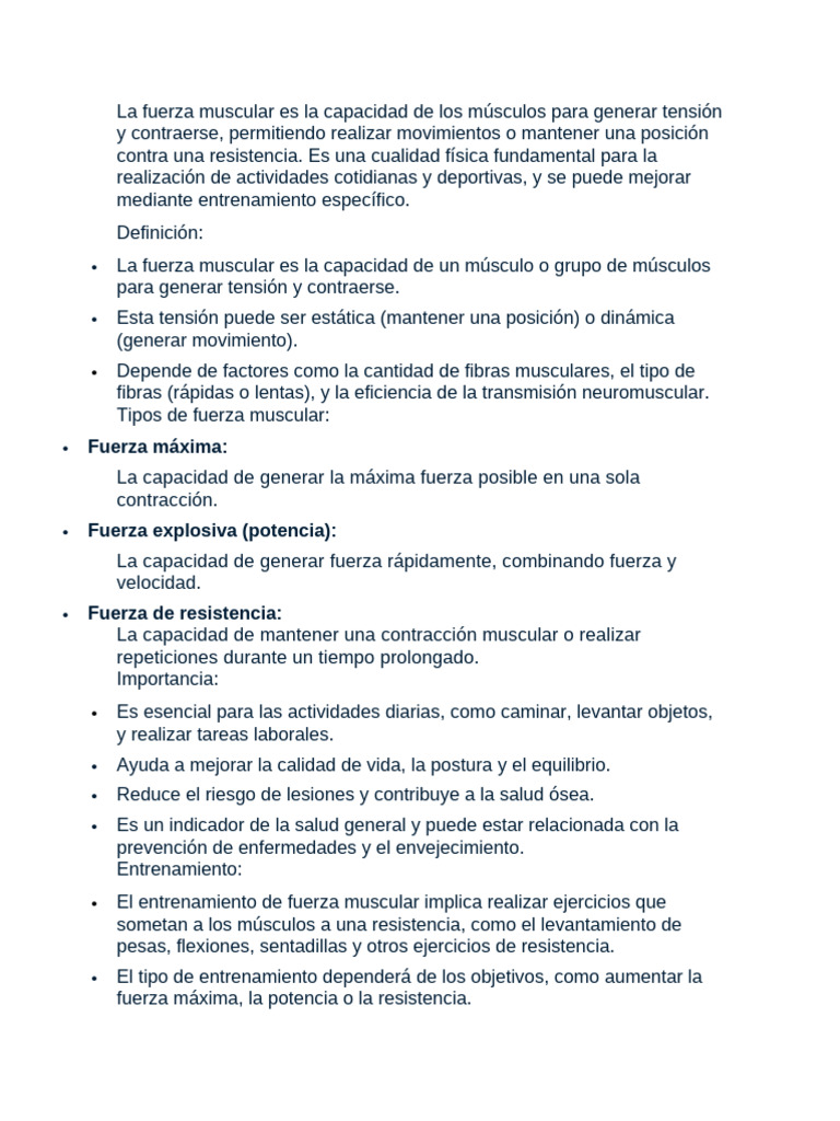 Fuerza Muscular: Tipos y Beneficios | PDF