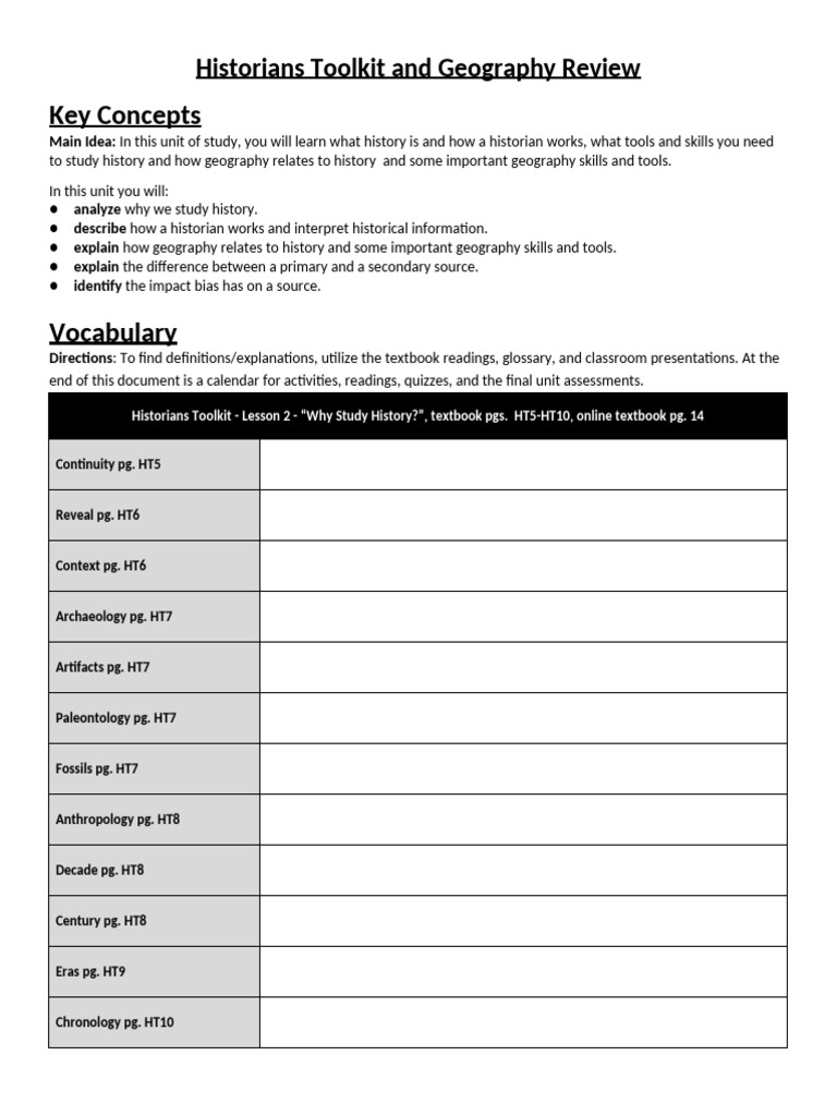 Historians Toolkit and Geography Review | PDF | Historian | Geography