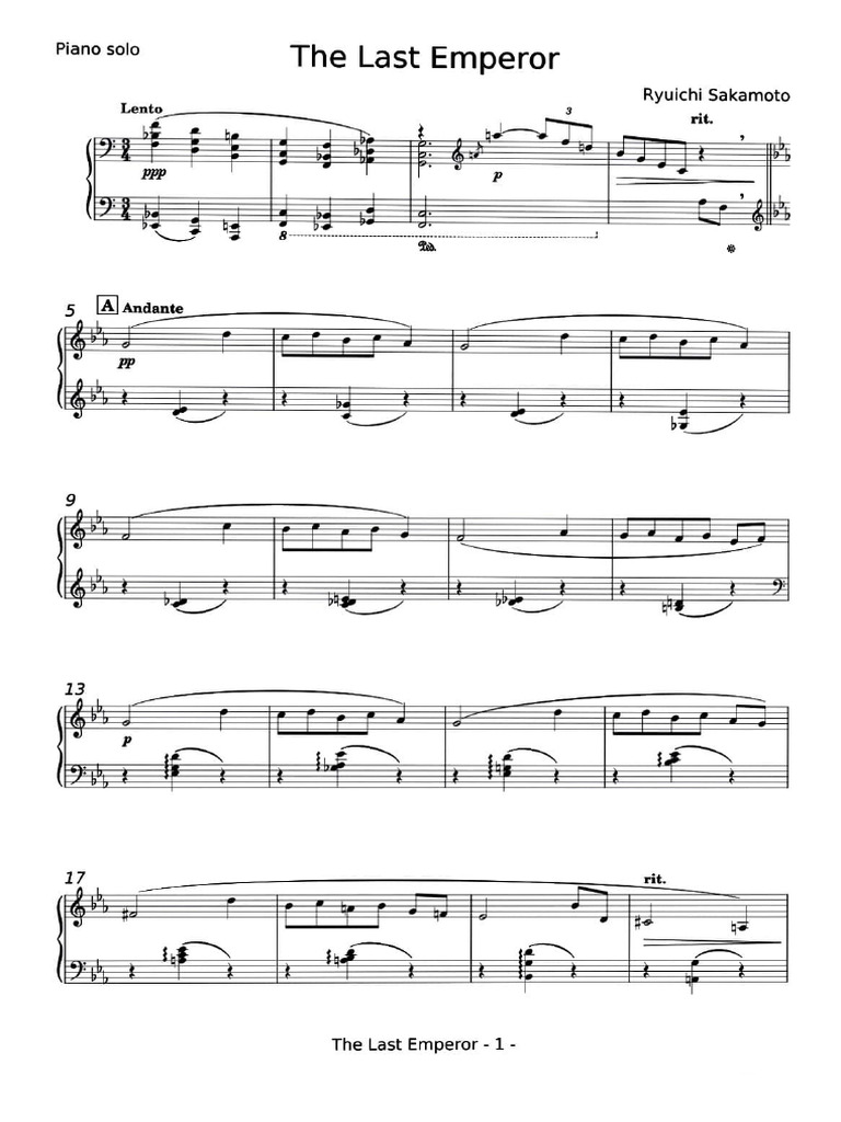 Ryuichi Sakamoto - The Last Emperor | PDF